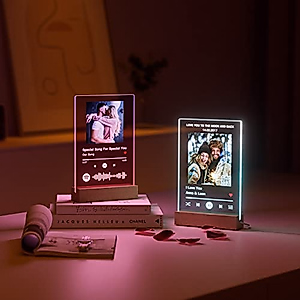 witfox Custom Song Plaque Birthday Gifts for Men/Women – QR Code Spotify Plaque Customized Music Gift for Him/Her – Personalized Acrylic Song with Photo Gifts for Girlfriend/Boyfriend