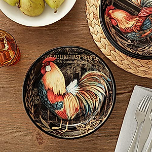 Certified International Gilded Rooster Set/4 Soup/Pasta Bowl 9.25" x 2", Assorted Designs,One Size, Multicolored