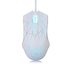 FIRSTBLOOD ONLY GAME. AJ52 Watcher RGB Gaming Mouse, Programmable 7 Buttons, Ergonomic LED Backlit USB Gamer Mice Computer Laptop PC, for Windows Mac Linux OS, Star White