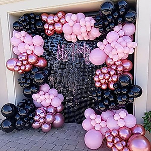 Black Pink Balloon Garland Light Pink Rose Gold Metallic Balloons Different Sizes Black Pastel Latex Balloons For Baby Shower Birthday Wedding Bridal Shower Graduation Decorations