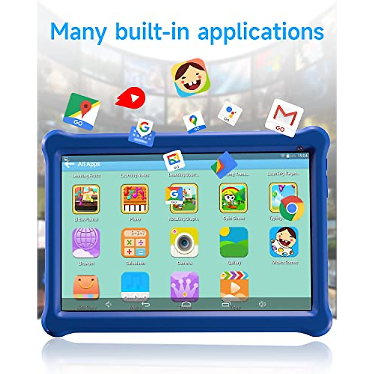 COOPERS Kids Tablet 10 inch, Android Tablets for Kids 32GB ROM 512GB Expand, Parental Control Toddler Tablet, GMS Certified, Kids Software Pre-Installed, WiFi, Dual Camera,with Shockproof Case, Blue