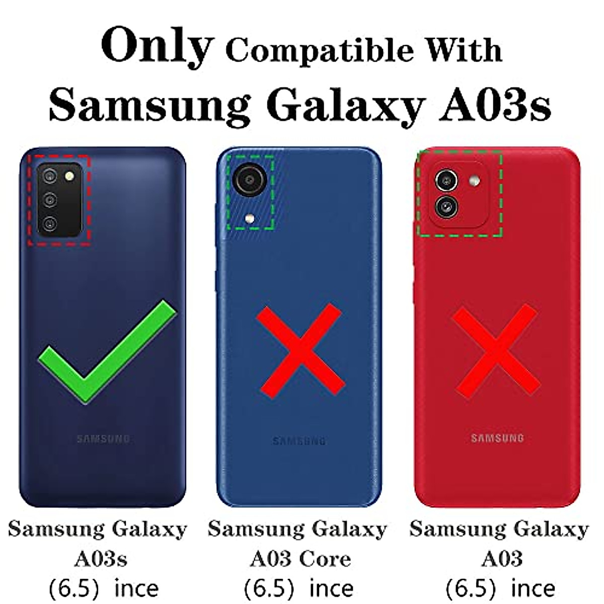 Yiakeng Samsung A03S Case, Galaxy A03S Case with HD Screen Protector, Military Grade Protective Cases with Ring for Samsung Galaxy A03S (Red)