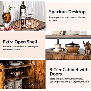 Giantex Buffet Cabinet with Storage, 2-Door Kitchen Sideboard with Shelves, Cable Holes, Industrial Coffee Bar Cabinet, Console Table for Entryway, Living Room, Rustic Brown