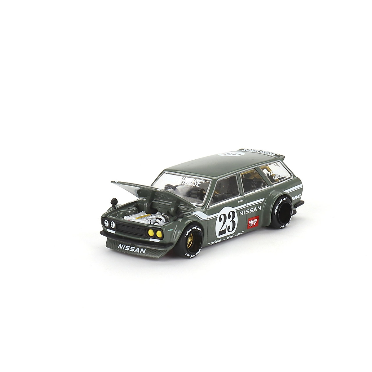 True Scale Miniatures Model Car Compatible with Datsun KAIDO 510 Wagon Carbon Fiber V3 Limited Edition 1/64 Diecast Model Car Kaido House KHMG076, Green