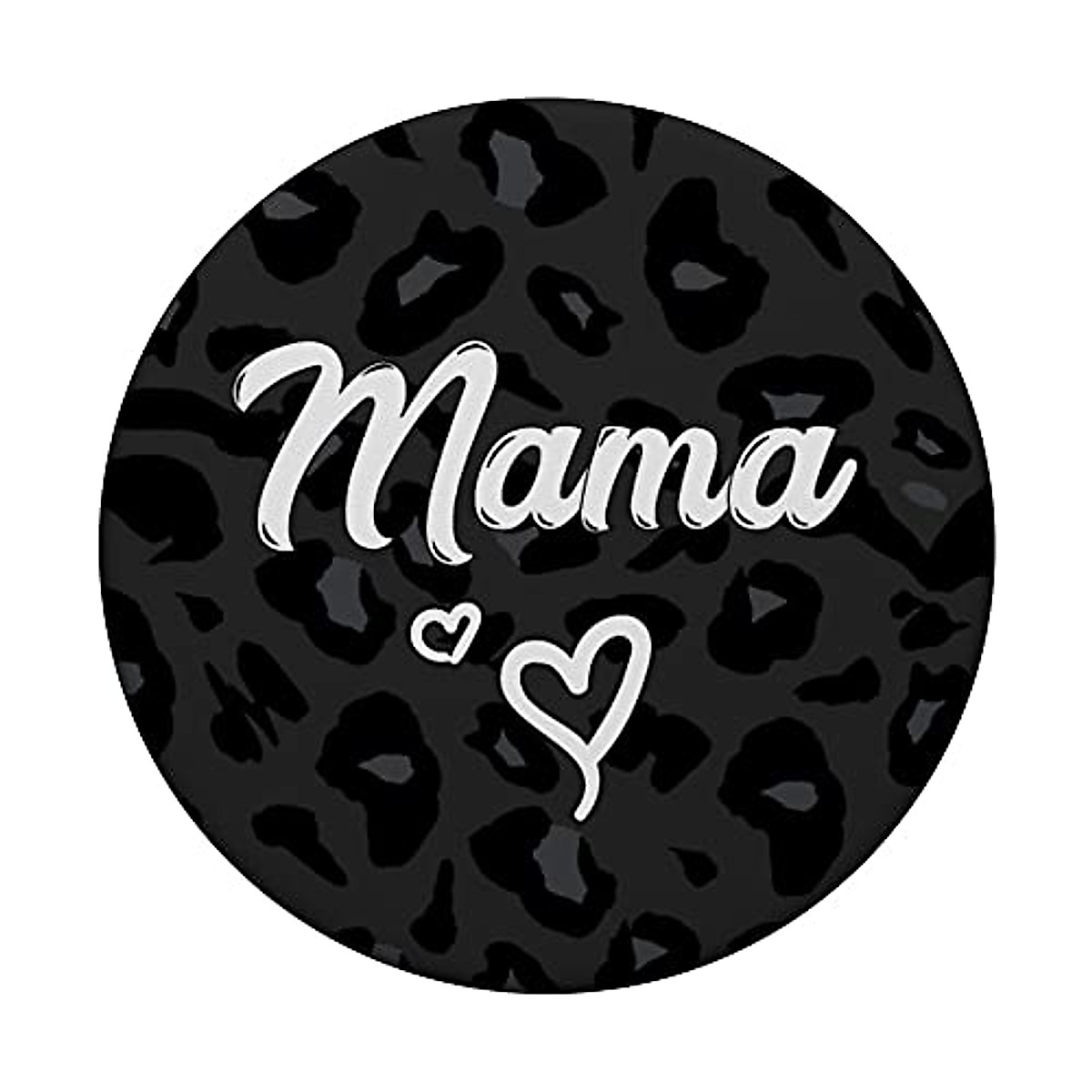 Mama Text For Mommy In Black Cheetah Pattern With Heart PopSockets Swappable PopGrip