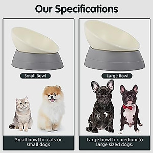 JWPC Bulldog Bowl Anti-Slip Dog Cat Dish Detachable Rubber Dog Bowl Pet Sterile Tilted Pet Feeder Slope Base (Grey, 2 Cup (Small/Medium Dog))