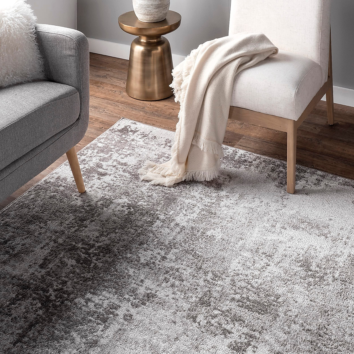 nuLOOM Jade Faded Abstract Area Rug, 5x8, Light Grey