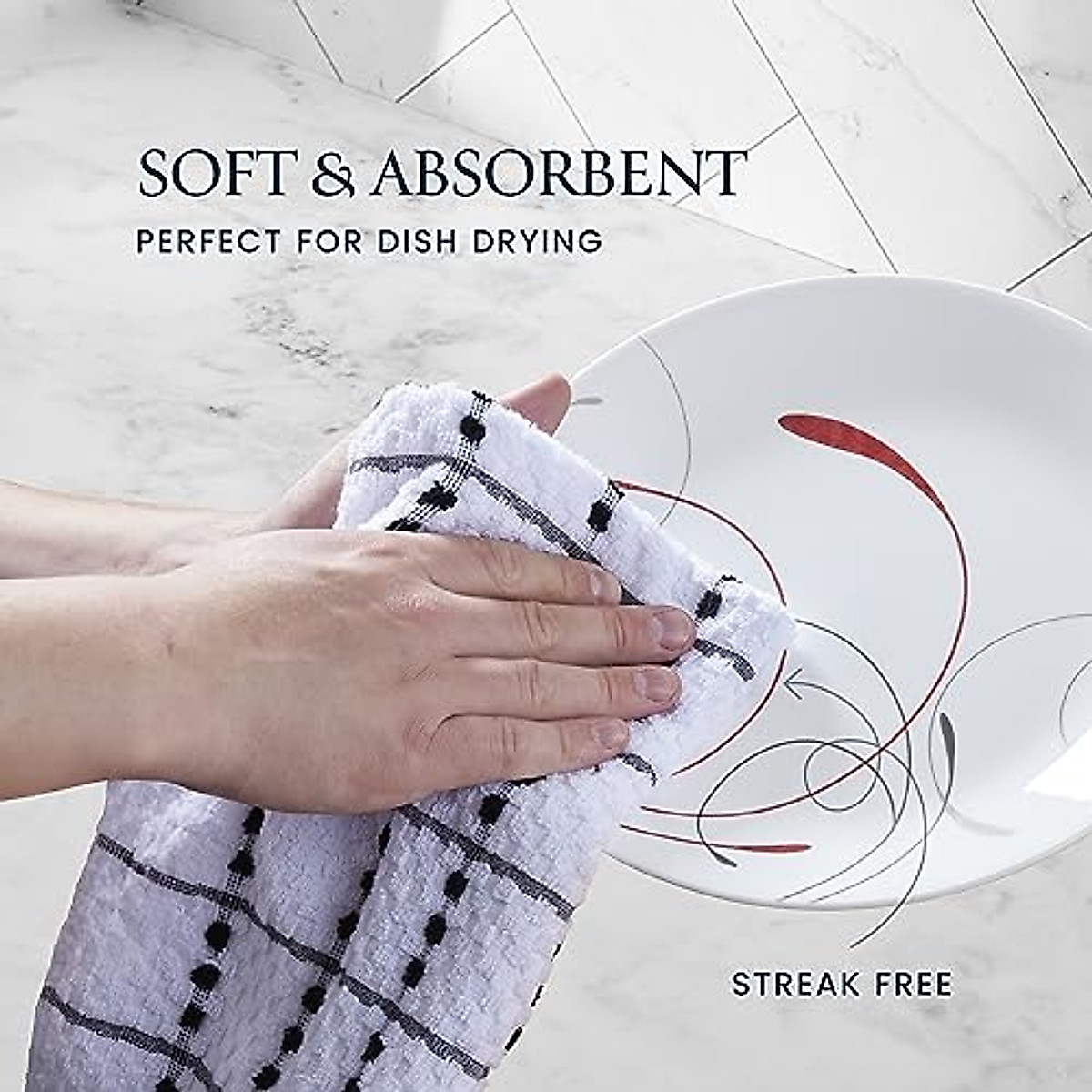 20-Piece Kitchen Towels And Dishcloths Sets - 100% Cotton Terry Dish Towels For Kitchen - Absorbent & Quick Drying Hand Towels- Super Soft & Scretch Free - 10 Towels 15"x25" + 10 Dish Cloths 12"x12"