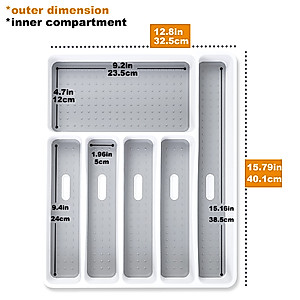 Conflech Kitchen Drawer Organizer Silverware Organizer 6 Slots Silverware Holder Utensil Organizer Cutlery Tray Plastic Flatware Organizers