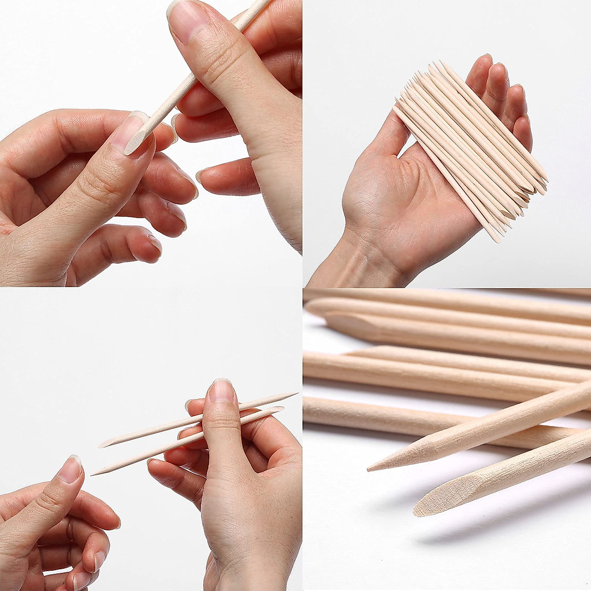 100Pcs Orange Wood Sticks for Nails, HOOMBOOM Double Sided Cuticle Pusher Remover Nail Art Manicure Pedicure Tool for Manicure Pedicure