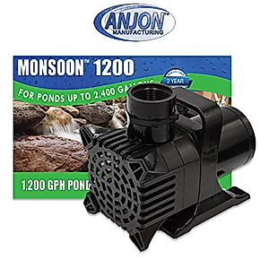 Anjon Manufacturing Monsoon Series 1200 GPH Submersible Pond and Water Garden Pump - MS-1200
