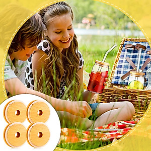 16oz Beer Can Lids Bamboo Lids with Straw Hole Glass Lids for Beer Can Jar Lid for Drinking Glasses, Glasses and Straw Not Included (4 Pieces)
