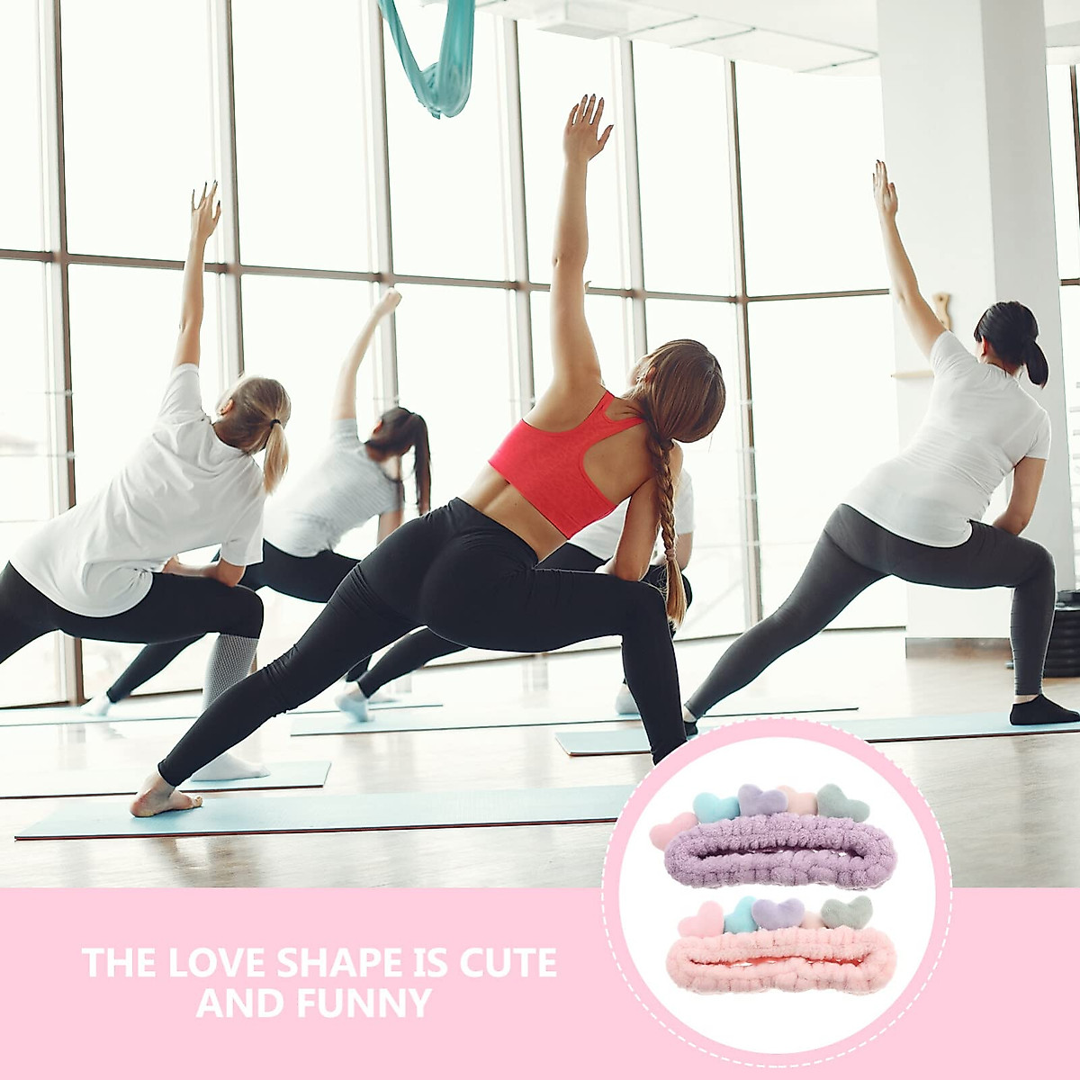 Luxshiny Elastic Hair Ties 2pcs Elastic Makeup Headband, Plush Spa Headband Heart Face Wash Headband for Makeup Washing Makeup Headband