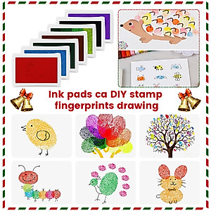 Auidy_6TXD 8 Pieces Christmas Wooden Stamp Set with Stamp Pad for Printing Stamps, Christmas Stamp Ink Set for Children DIY Scrapbooks Guest Gift