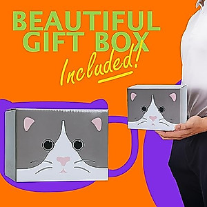 ToCooTo Cat Mug 14 oz Cute Ceramic Coffee Mug 3D Porcelain Tea Mug for Women Kawaii Cup Cat Gifts for Cat Lovers Christmas Gifts Housewarming Holiday Birthday Gifts for Women Mom Kids Men and Friend