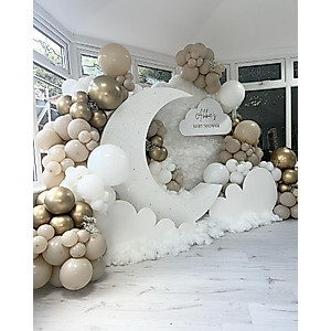 White Sand Gold Balloons Garland Arch Kit,102PCS White Nude Balloons with Metallic Chrome Gold Latex Balloons for Boho Wedding Baby Bridal Shower Engagement Anniversary Birthday Decorations