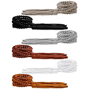 Geyoga 6 Pieces Women's Waist Belt Braided Woven Tassels Chain Belt PU Leather Rope Belt Skinny Tie Belt Boho Fringe Belt for Skirt Dress