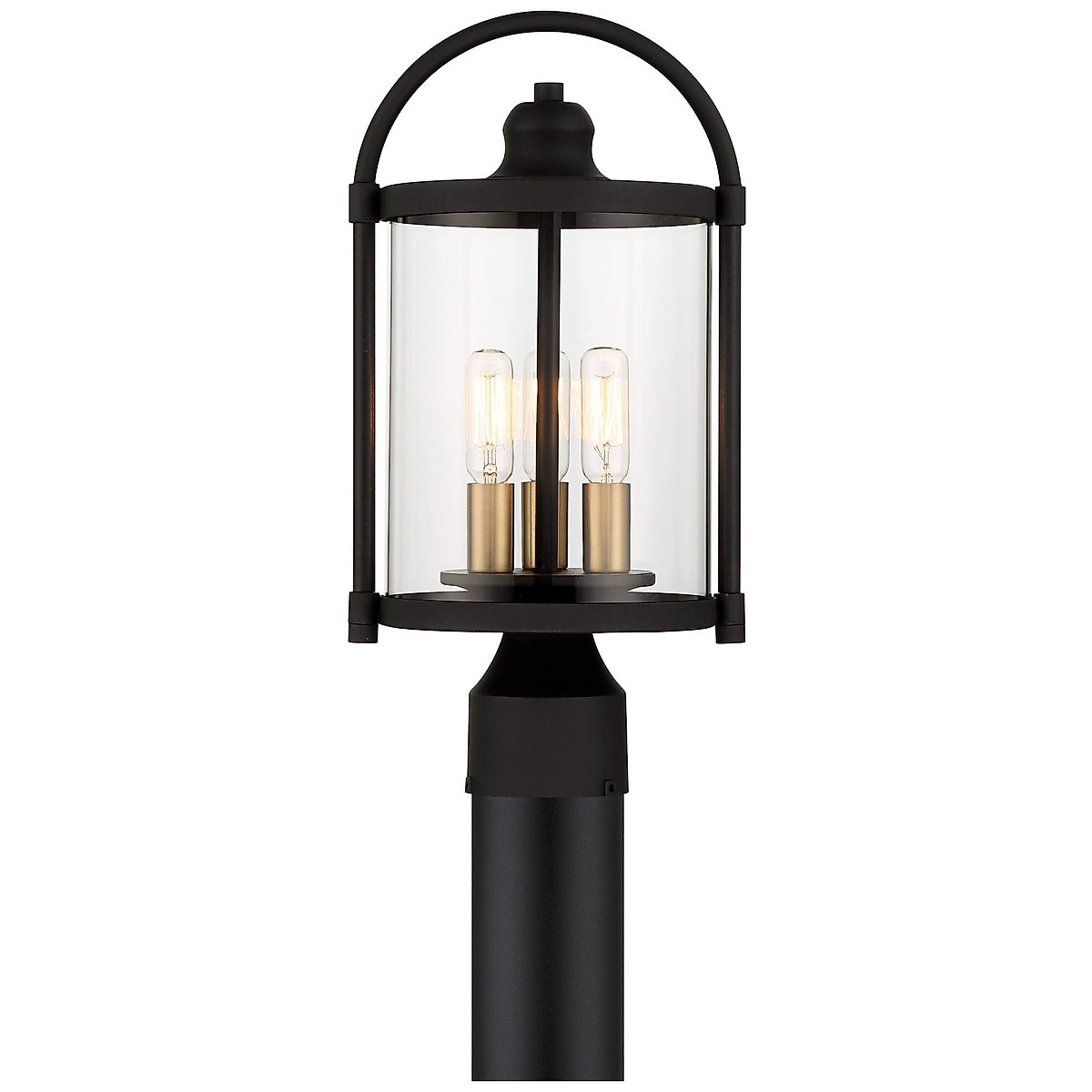 Avani Modern Contemporary Outdoor Post Light Fixture Black Warm Brass Metal 15 3/4" Clear Glass for Exterior House Porch Patio Outside Deck Garage Yard Garden Driveway Home Lawn - John Timberland