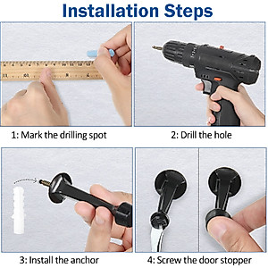 24 Pack Door Stop Heavy Duty Solid Rigid Door Stoppers with Soft Rubber Tip Wall Mount Door Stoppers for Bottom of Door (Black)