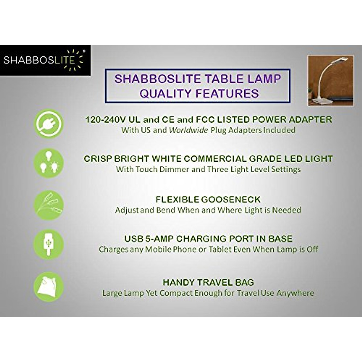 SHABBOSLITE® LED Table Lamp White