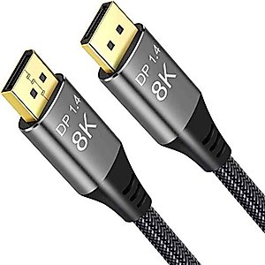 Angusplay 8K DisplayPort Cable 1.4 15ft / 5m, Ultra HD 4K@144Hz, 8K@60Hz, HBR3(7680x4320 Resolution) Displayport to Displayport Cable, High Speed 32.4Gbps, Nylon Braided Long DisplayPort 1.4 Cable