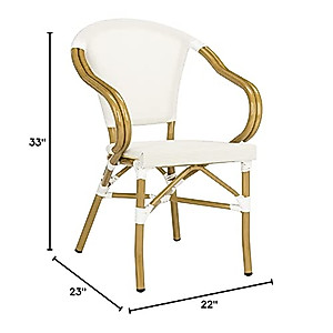 Safavieh PAT4003B-SET2 Outdoor Collection Karine Beige Stacking Arm Chair