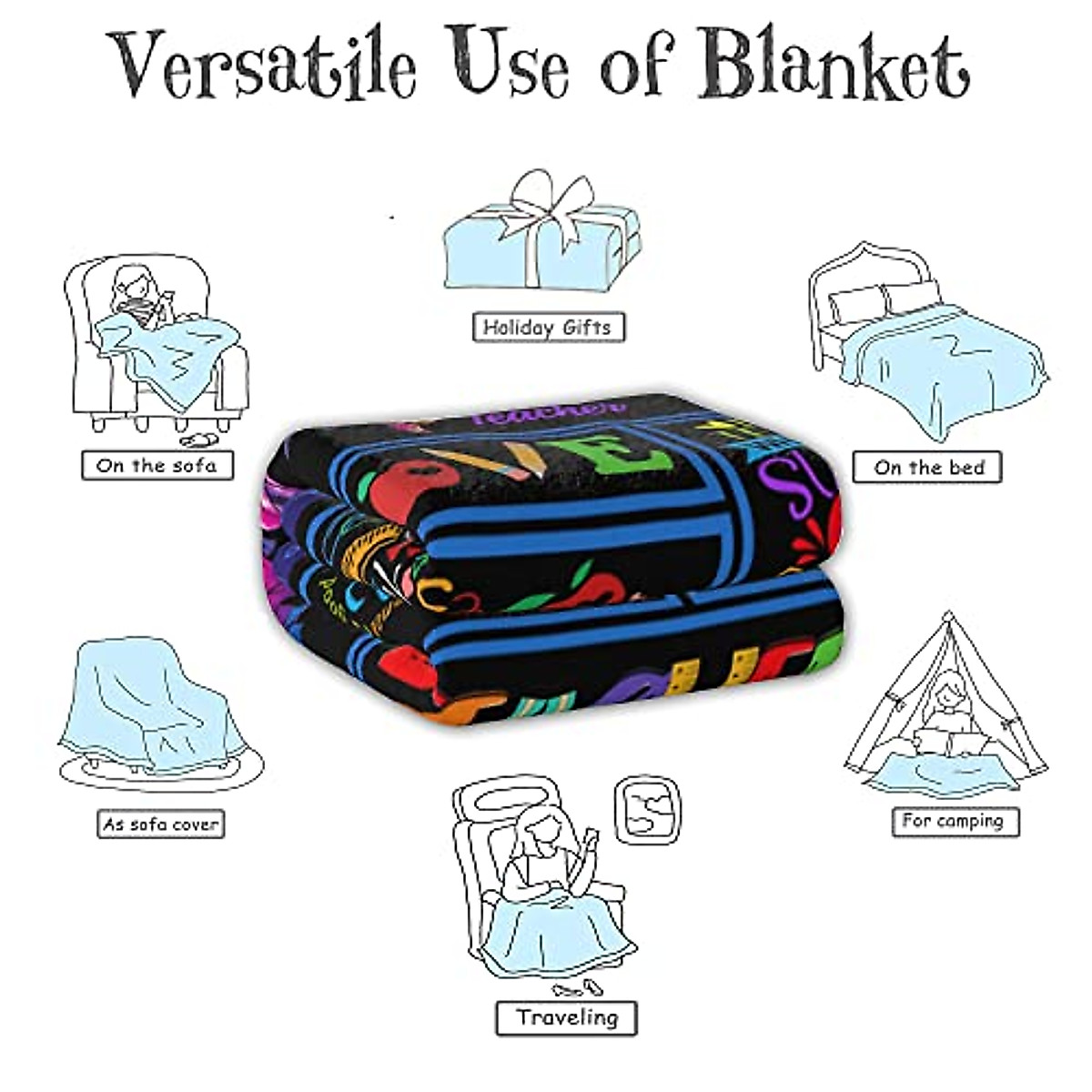 Teacher Gifts Blanket - Teacher Appreciation Gifts for Women Men - Best Teacher Retirement Birthday Gifts - Throw Blankets Gift for Teachers - Christmas Back to School Teacher's Day Gift Ideas 60x50in