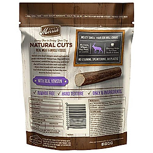 Merrick Natural Cuts Rawhide Free Dog Treats Filled Chew Made with Real Meat and Whole Foods, Venison, 0.71 pounds