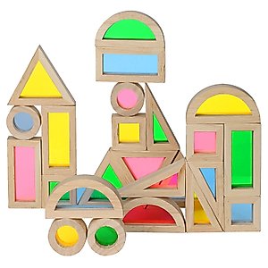Lewo 24 PCS Building Blocks Wooden Rainbow Blocks Wooden Blocks Rainbow Stacker Stacking Blocks Preschool Learning Educational Toys for Baby Toddlers Kids Boys Girls