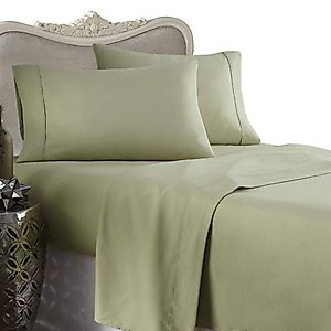 Egyptian Cotton Factory Store Rayon from Bamboo 4 (Four) Piece Luxurious 1000 Thread Count King Size Goose Down Alternative Comforter Set, SAGE Solid Color, 1000 TC - 750FP - 50Oz.