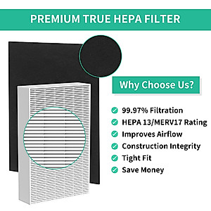 6 Pack HPA300 HEPA Filter Replacement R with 8 Pack Activated Carbon Filter A Compatible with Honeywell Air Purifier HPA 100/200/300 and 5000 Series, for Honeywell Air Purifier Filter Replacement