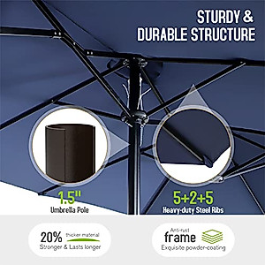 Sophia & William 13ft Double-sided Patio Umbrella, Large Twin Umbrella, Outdoor Umbrella, Navy