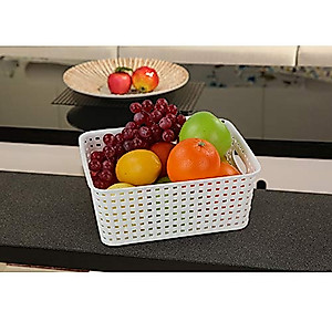 Easymanie Plastic Weave Storage Basket Bin, 10" x 7.5" x 4", 6 Pack