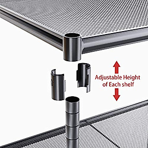 OVICAR 4-Tier Wire Storage Shelves, Adjustable Shelving Units with Wheels, Steel Metal Storage Rack for Kitchen Pantry Closet Laundry, Durable Organizer Garage Tool Storage Shelf (Grey, 4 Tiers)