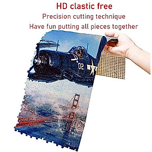 Wood Puzzle 1000 Piece, Aircraft Puzzles, World War 2 Aircraft Puzzle,Fighter Aircraft Retro Pattern