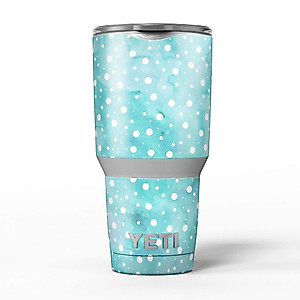 Design Skinz Light Blue and White Watercolor Polka Dots - Skin Decal Vinyl Wrap Kit Compatible with The Yeti Rambler Cooler Tumbler Cups