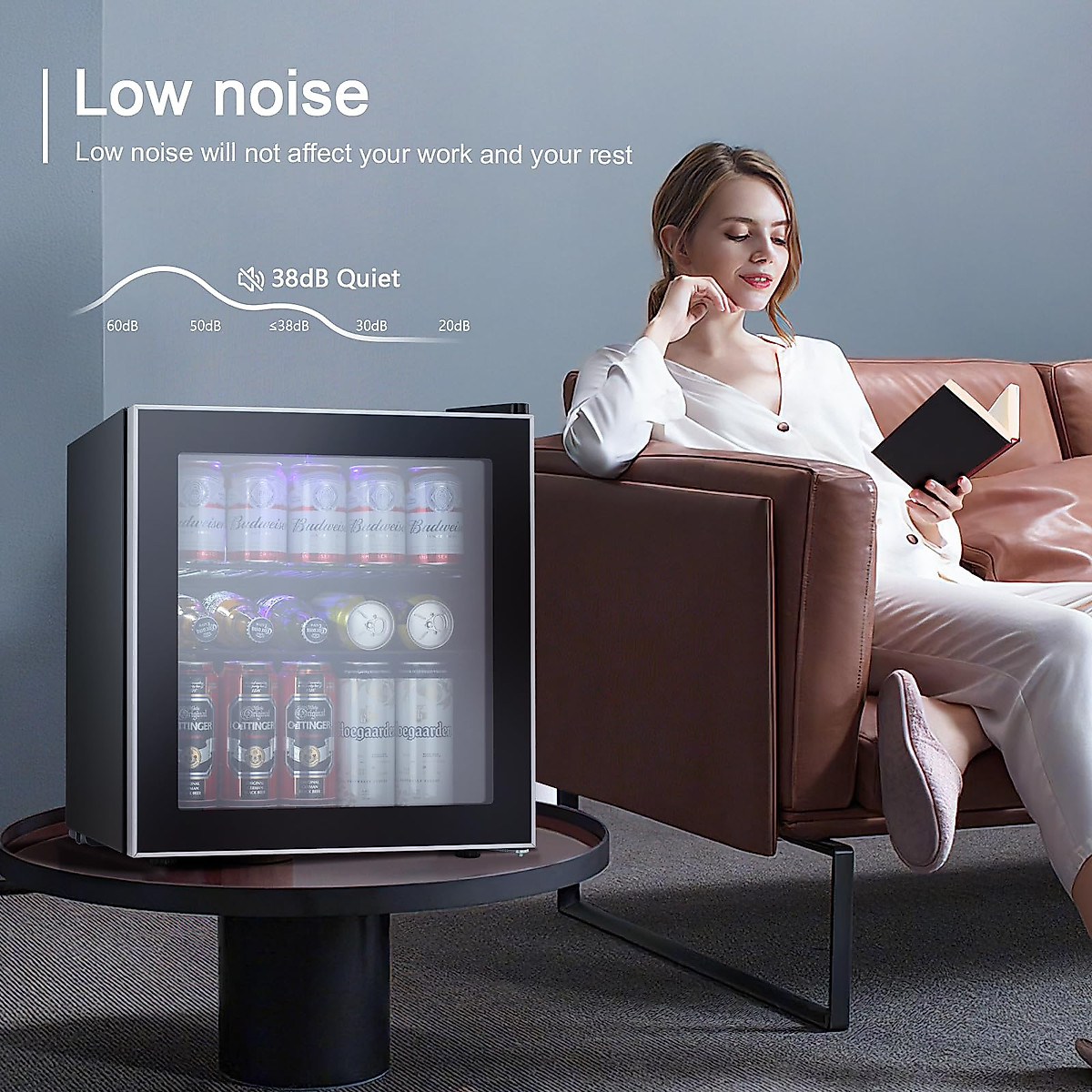 Antarctic Star 60 Can Mini Fridge Cooler - Beverage Refrigerator Glass Door for Beer Soda Wine – Small Drink Dispenser Clear Front Removable for Home, Office Bar (1.6cu.ft)