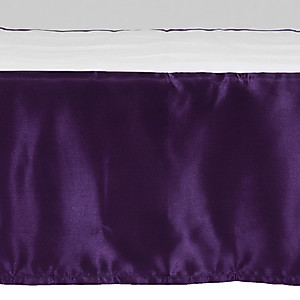 EHP Solid Satin Crib Skirt Dust Ruffle, Nursery Crib Toddler Bedding Skirt with A 13" Drop (27" X 51" + 13", Purple)