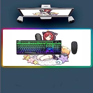 Mouse Pads Sexy Butt Anime Girl Gaming Mouse Pad RGB LED Durable Natural Rubber Base Cloth Surface Waterproof Mats RGB 35.43 inch x15.74 inch,A4