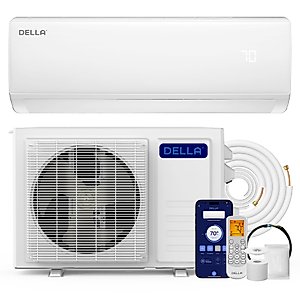 DELLA Econo Series 16500 BTU Mini Split Air Conditioner 17 SEER2 Cools up to 1000 Sq. Ft, Works with Alexa, Wifi Enabled AC & Heater Ductless Inverter System with Heat Pump, 16ft Installation Kit