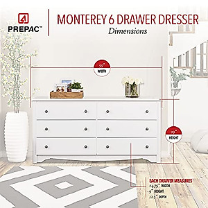 Sonoma 6 Drawer Double Dresser for Bedroom, White