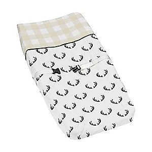 Sweet Jojo Designs Green and Beige Rustic Deer Buffalo Plaid Check Changing Pad Cover for Woodland Camo Collection
