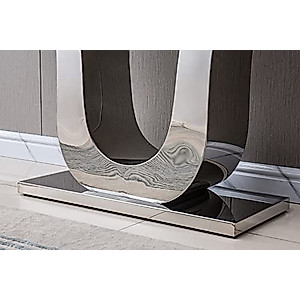 SSLine Modern Silver Console Table Luxury Grey Genuine Marble Console Table with Mirrored Stainless Steel Pedestal Base 50" Rectangular Entryway Hall Tables for Living Room Hallway