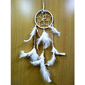 FIKIMOS Dream Catchers Wall Decor, Handmade Feather Bedroom Home Car Decor Nursery Room Hanging Decoration (3" White Ring)