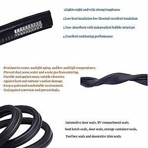 Rubber U Channel Bulb Trim Seal,Garage Door Seals Bottom Rubber, Automotive Weather Stripping 1.37inchx0.67inch Fits Range 3/64" to 3/8" Edge for Car Bus Camper Boat RV Truck Doors (16 Feet)