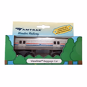 Amtrak Wooden Train Viewliner Baggage Car 5 inch Compatible with Other Railroads