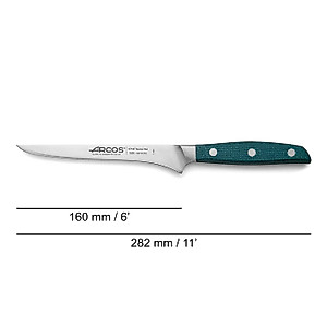 ARCOS Boning Knife 6 Inch Nitrum Stainless Steel and 160 mm blade. Professional Butcher Knife to Slice Bones from Meat. Ergonomic Polypropylene Handle. Series Brooklyn. Color Blue.