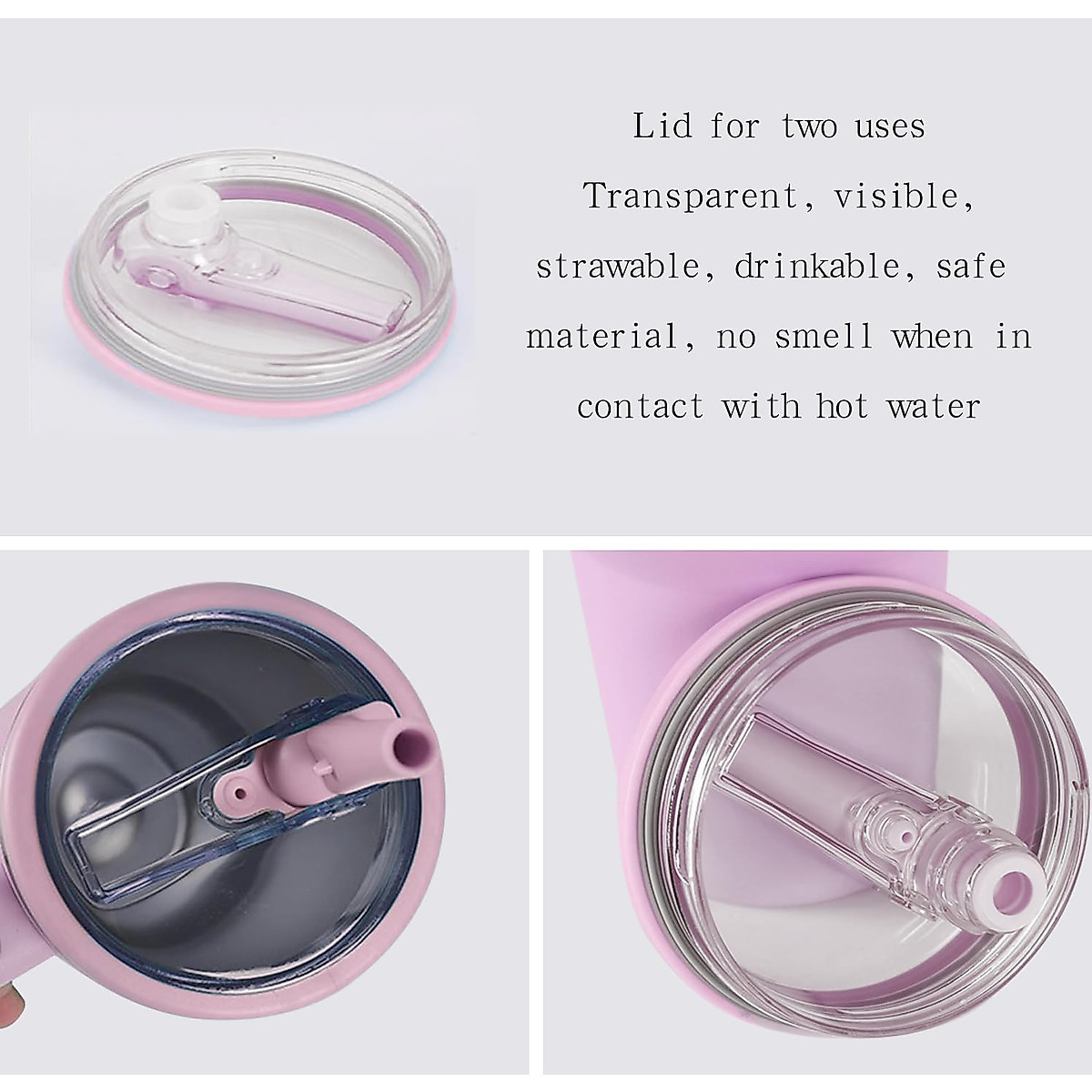 2Pcs 30oz 40oz Tumbler Flip Straw Lid Replacement Compatible with Stanley Quencher, Spill Proof Splash Resistant Tumbler Lids, Reusable Tumbler Cover for Cup and 40 oz Tumbler(J,30oz)