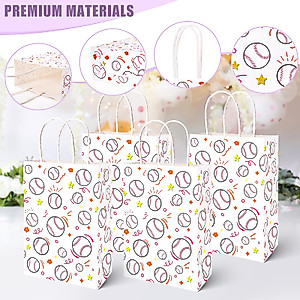 Shindel 16PCS Baseball Paper Bags, Party Favor Gift Bags with Handles Goodie Bags for Sport Party Favor 5.5" x 2.8" x 8"