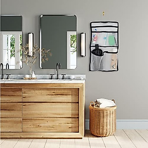 Brentmoor Mesh 5 Pocket Hanging Shower Caddy 12in x 20in - Over the Door Or Shower Curtain Organizer, Perfect For The Gym, Your Next Cruise, RV Or Camping Trip